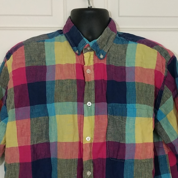 Alan Flusser | Shirts | Alan Flusser Plaid Linen Shirt | Poshmark